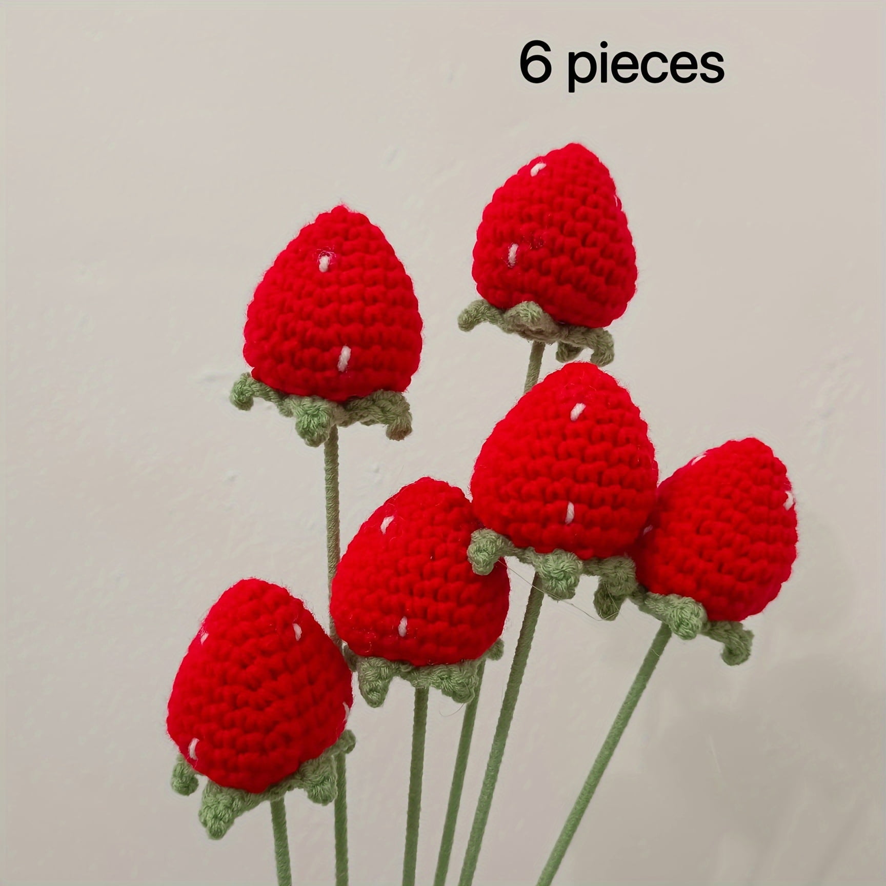 VECPIO Crochet Strawberry Bouquet DIY Kit Handmade Knitted Fruit Flower ...