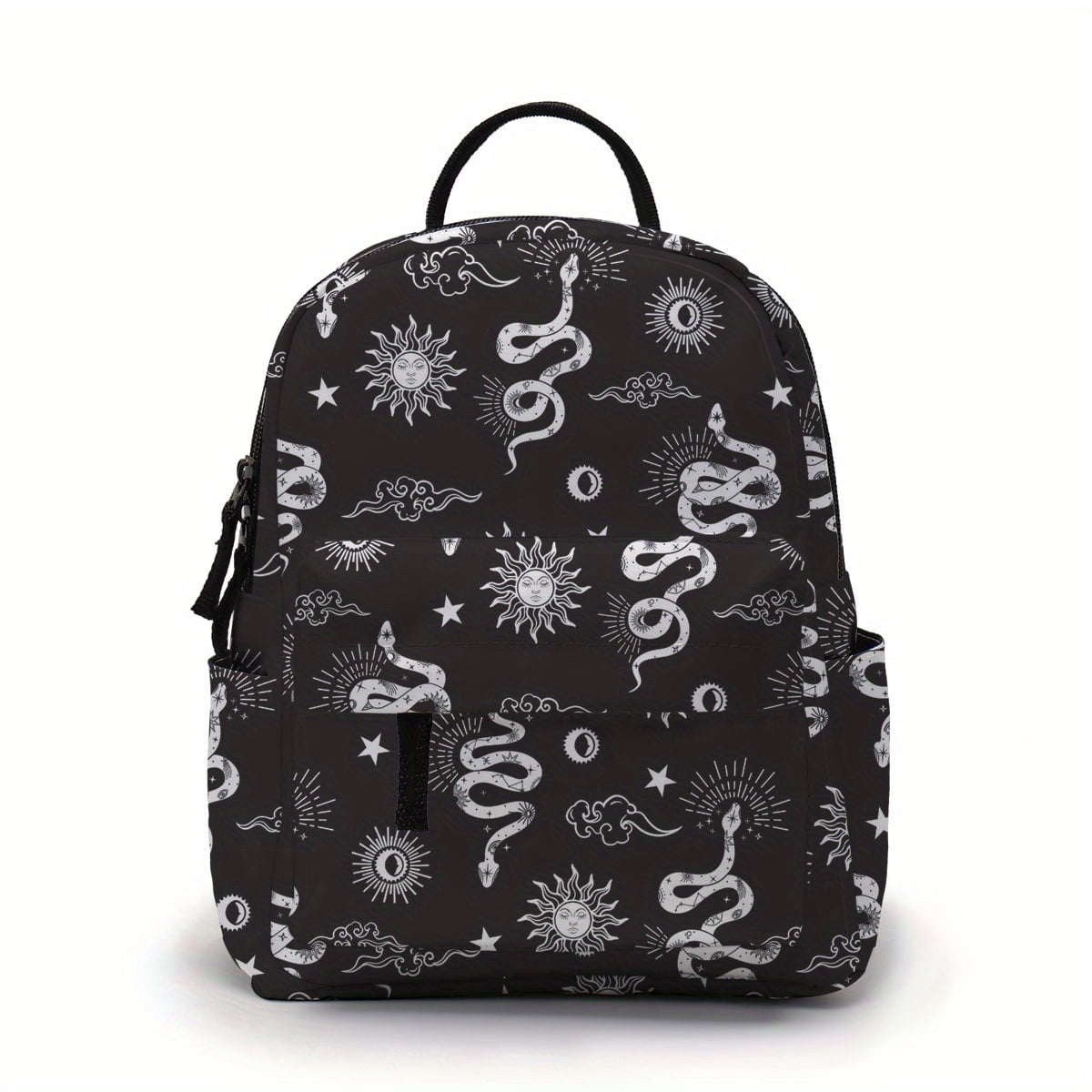 VECPIO Fashion Mini Backpack with Cartoon Sun Snake and Plant Print ...