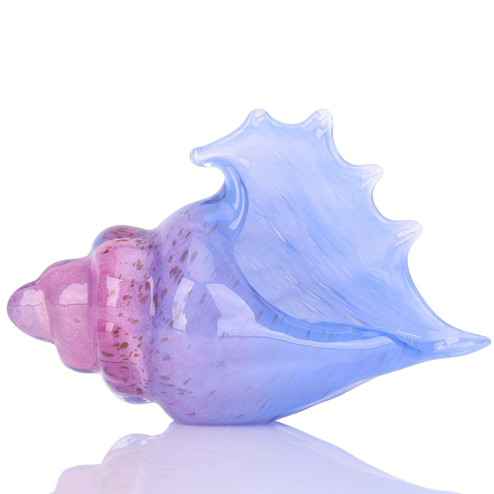 VECPIO Hand Blown Glass Decorations Glass Conch Shell Statues Blue And ...