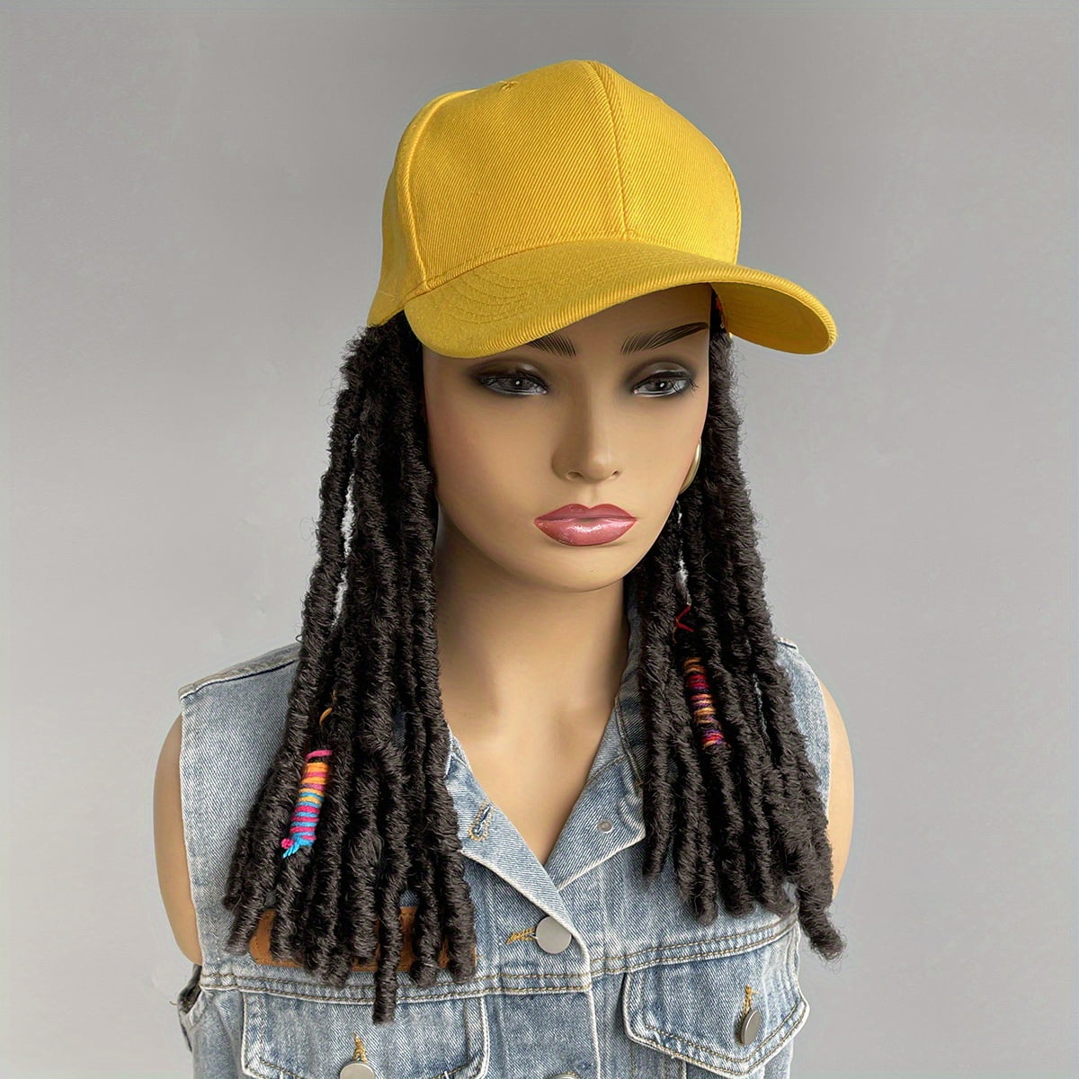VECPIO Hat Wigs 16 Inch Dreadlock Wigs With Baseball Cap Glueless Hat ...
