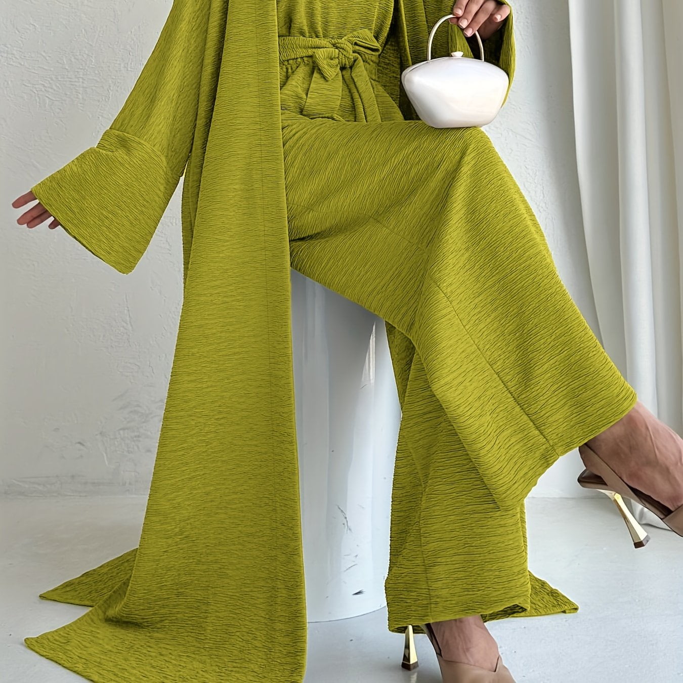 VECPIO Jumpsuit Set - Richly Textured Solid Color Classic Crew Neck ...