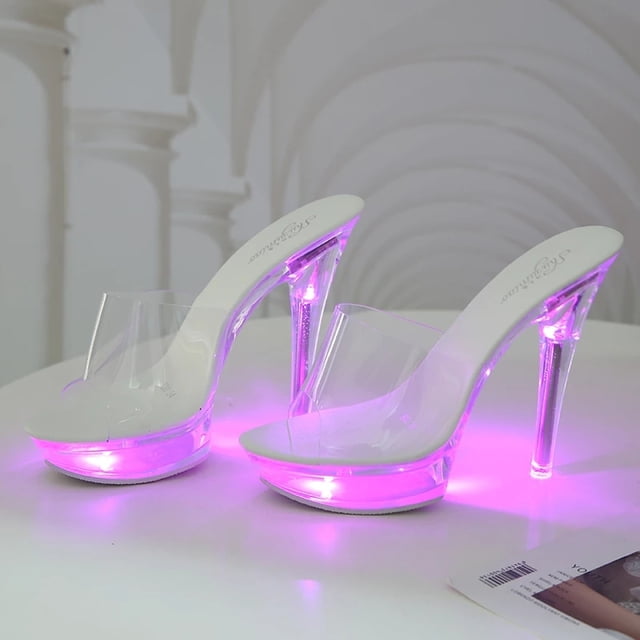 VECPIO Light Up Glowing Shoes Woman Luminous Clear Sandals Women ...