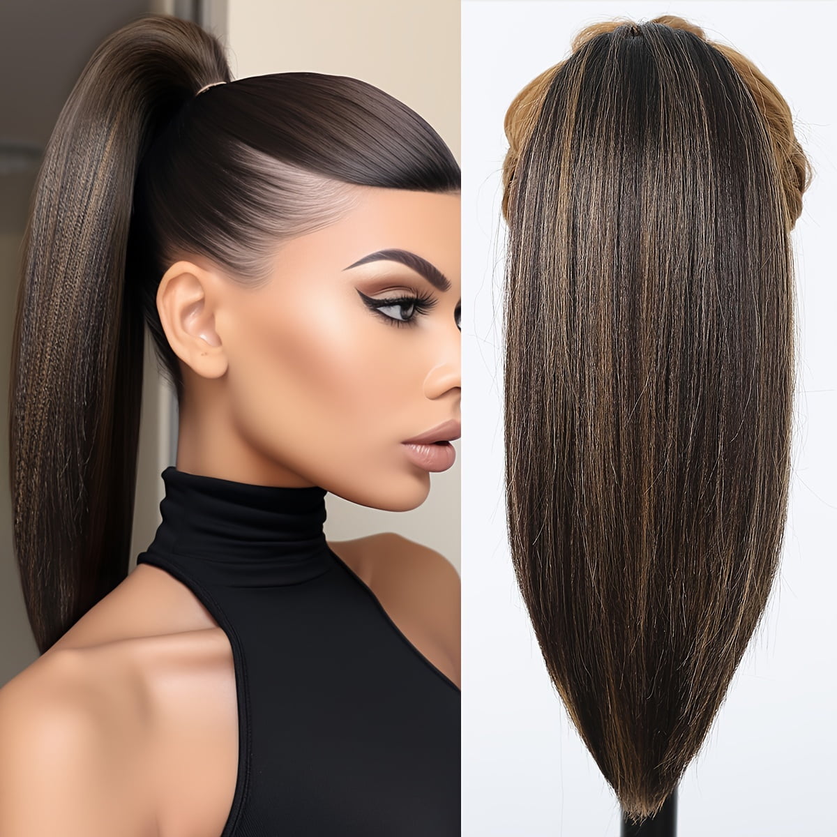VECPIO Ponytail Extensions For Women Straight Drawstring Ponytail Hair ...