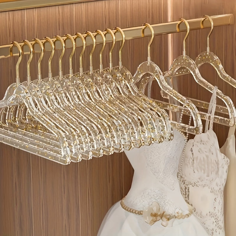 VECPIO Premium Acrylic Hangers - Non-Slip Sparkling Clear Clothes Racks ...