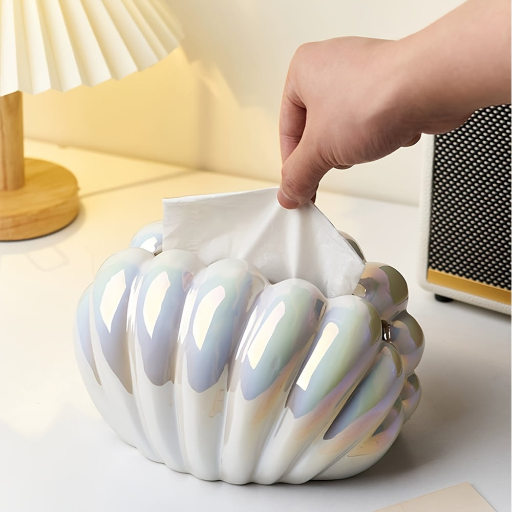 VECPIO Round Ceramic Tissue Box Holder - Modern Simplistic Design ...