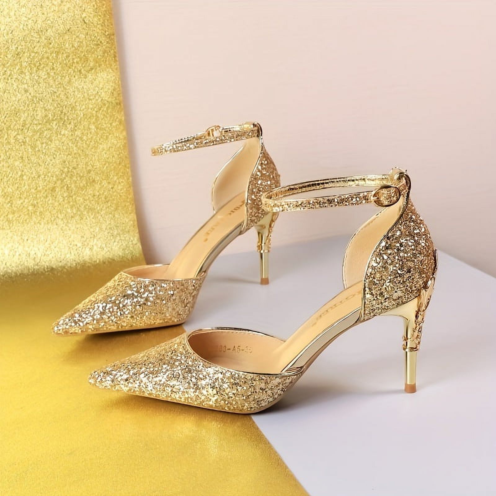 VECPIO Women‘s Glitter Design Stiletto Heels Fashion Point Toe Dress ...