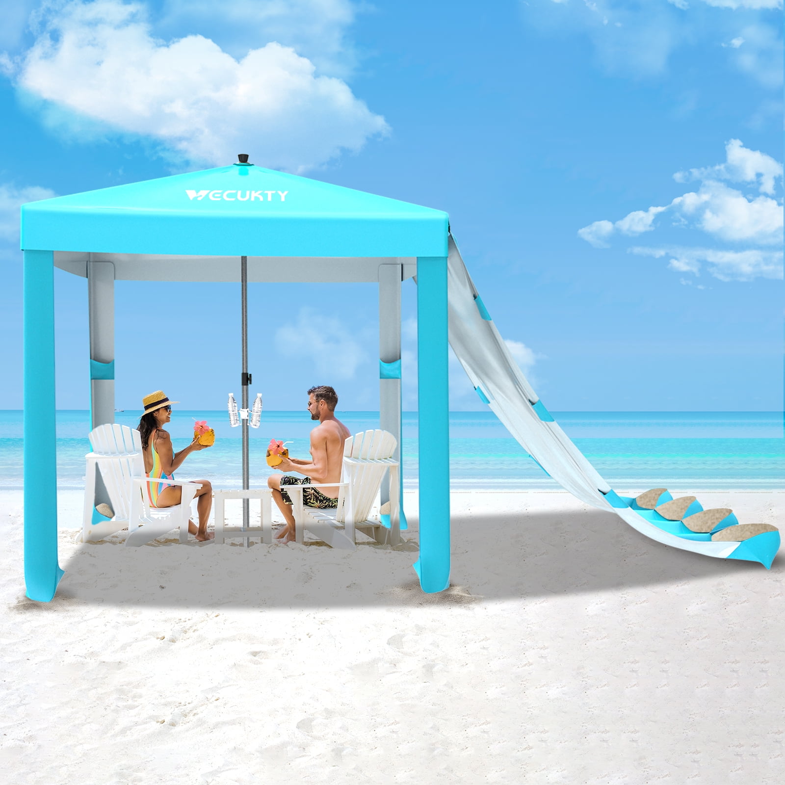 Free Shipping! VECUKTY Beach Cabana, 6.2 x 6ft Portable Beach Canopy ...