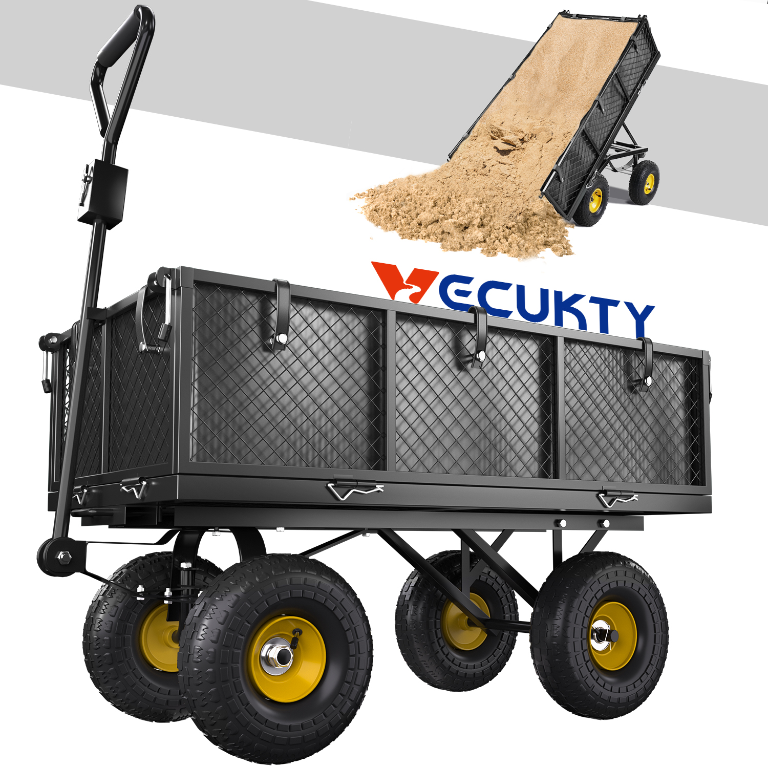 Precision 17-Cubic Foot Steel Trailing Dump Cart - Walmart.com