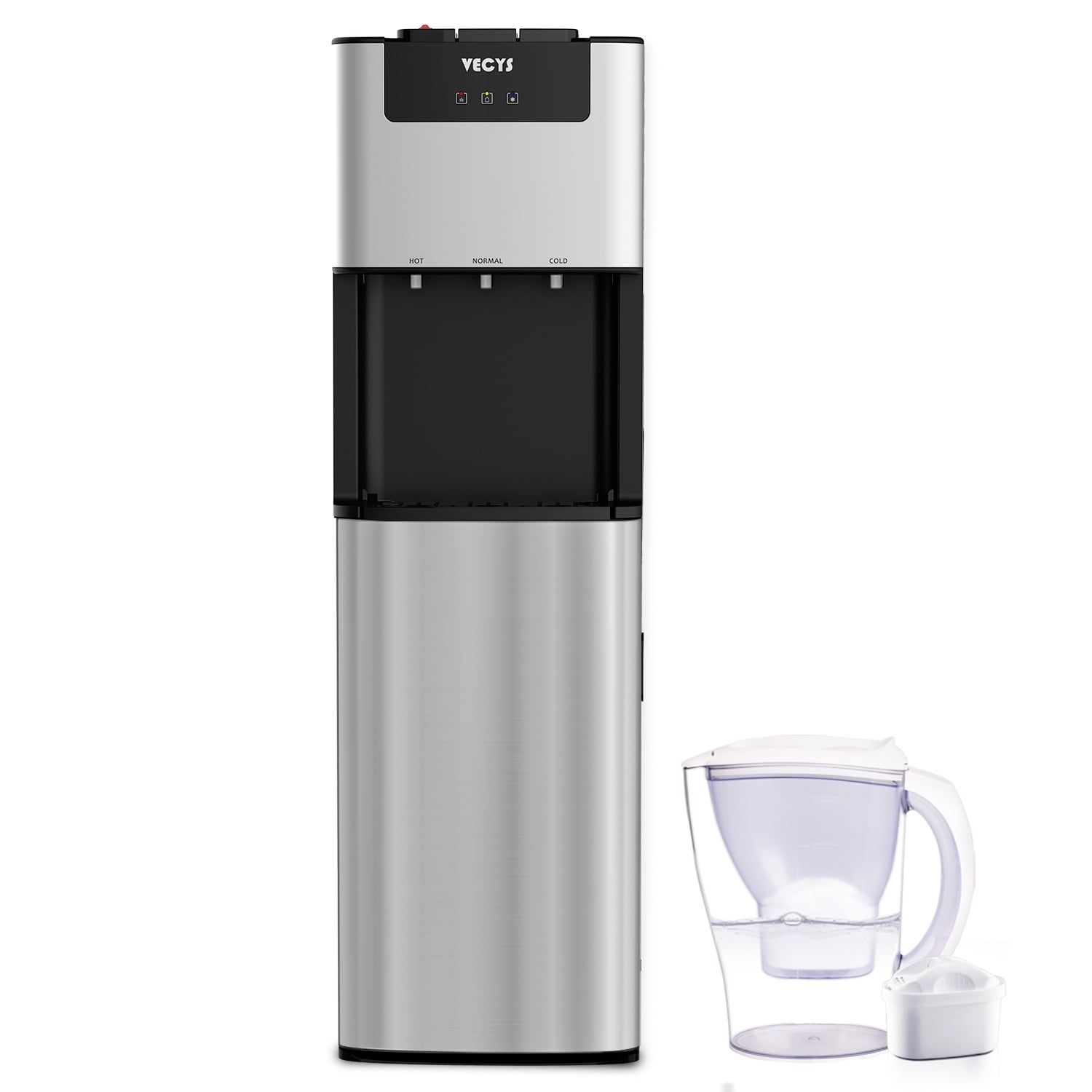 VECYS Bottom Load Water Dispenser 3-5 gal Self-Clean UV Light Stainless ...