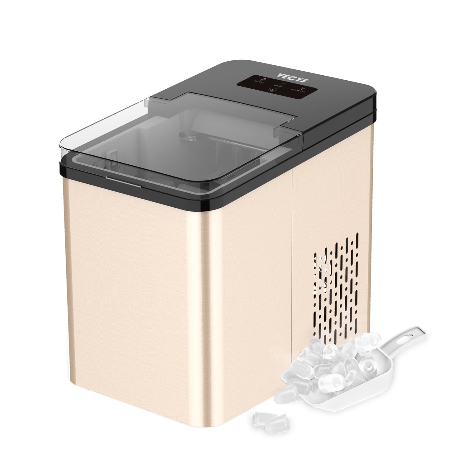VECYS Ice Maker, 26LBS Daily Production with Self-Clean, Champagne ...
