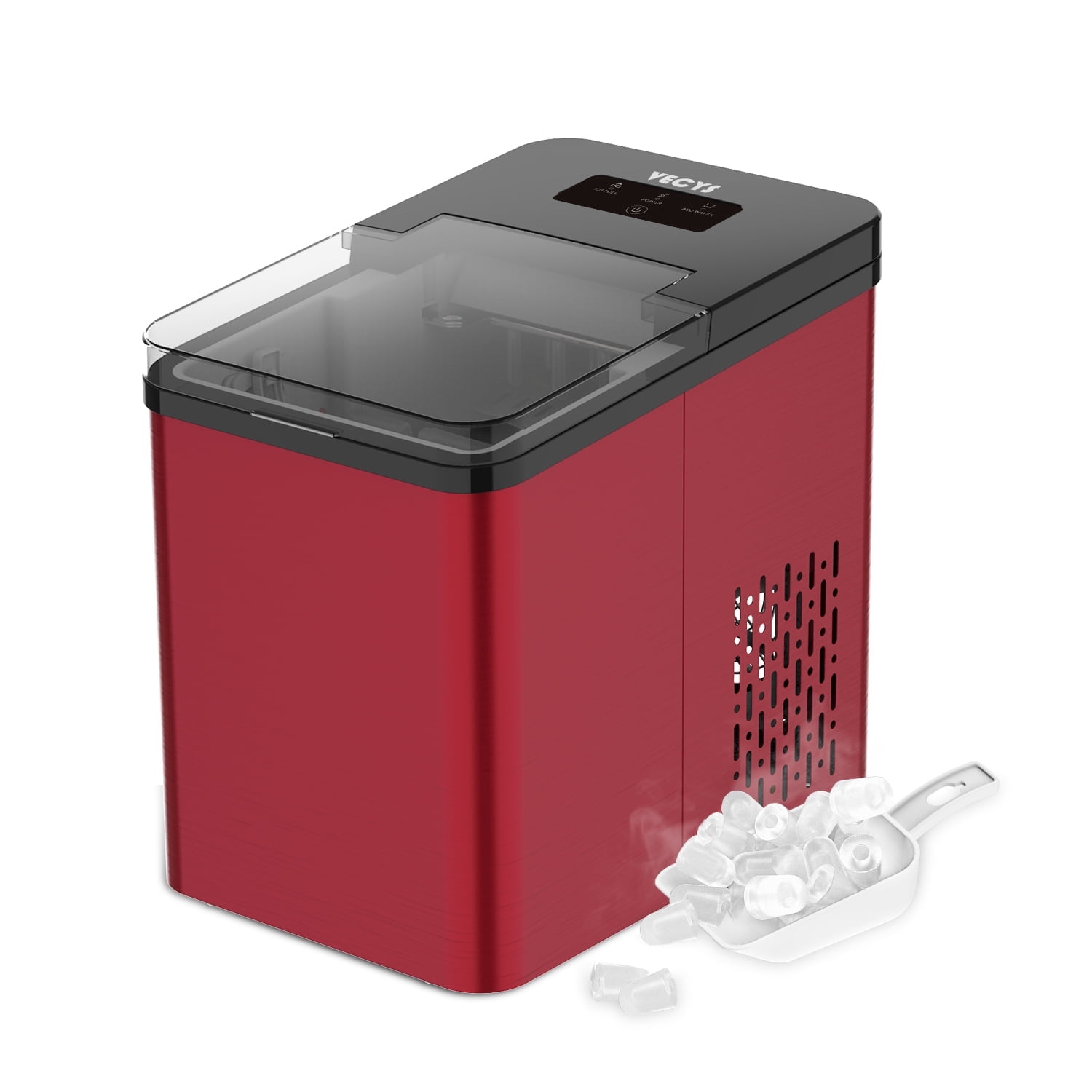 VECYS Ice Maker, 26LBS Daily Production with Self-Clean, Apple Red ...