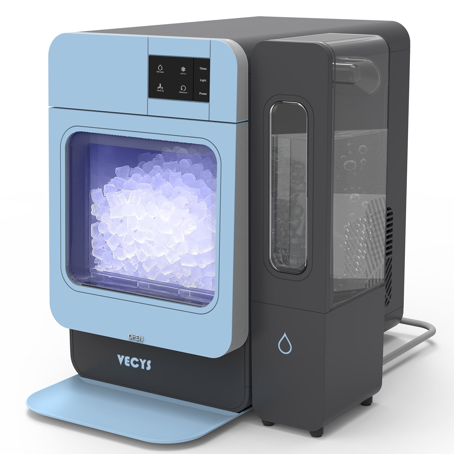 VECYS Nugget Ice Maker W/ Side Water Tank, 44LBS/Day Self-Cleaning ...