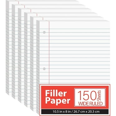 Bulk 3600 Sheets Loose Leaf Binder Filler Paper, Wide Ruled, Bulk Notebook Paper, 8 x 10.5 ...