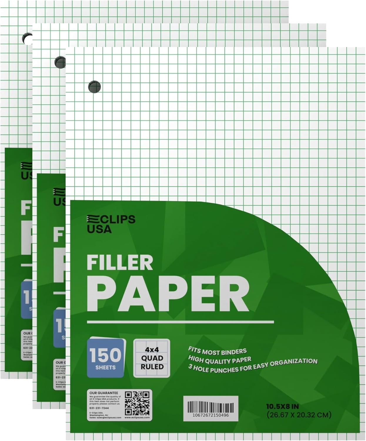 VEEBOOST 150-Sheet Loose Leaf Quad Ruled Graph Paper 56 GSM Graphing ...
