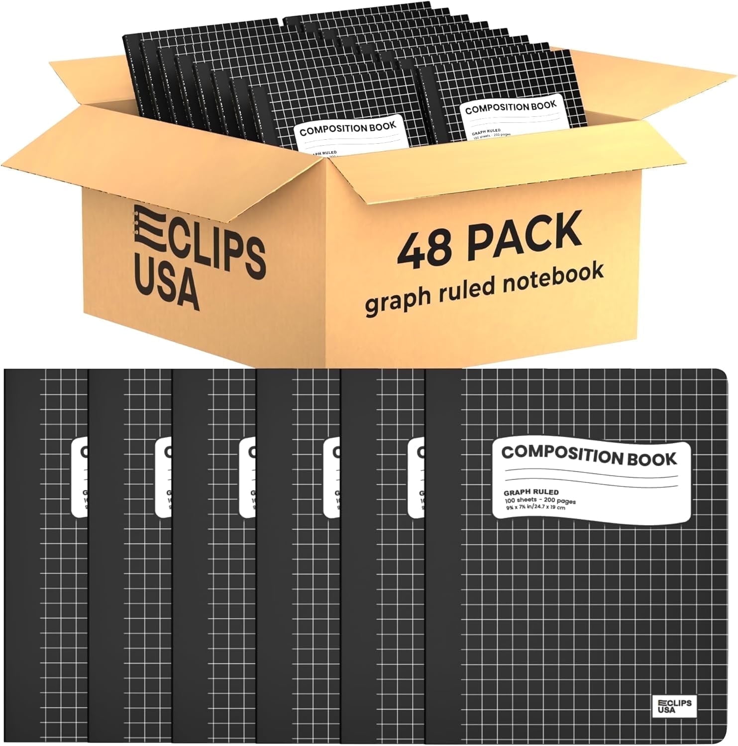 VEEBOST 100-Sheet Quad Ruled Graph Composition Notebooks with Hard ...