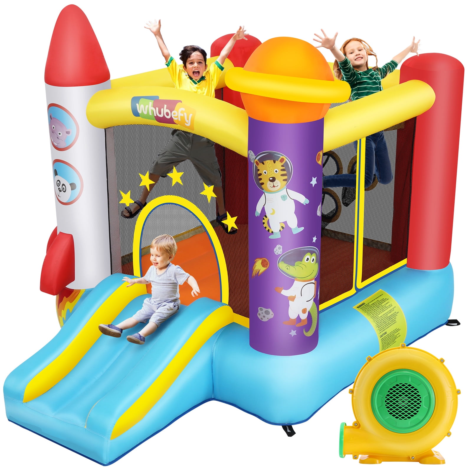VEEBOTO Planet Rocket Theme Inflatable Bounce House, Indoor Outdoor ...