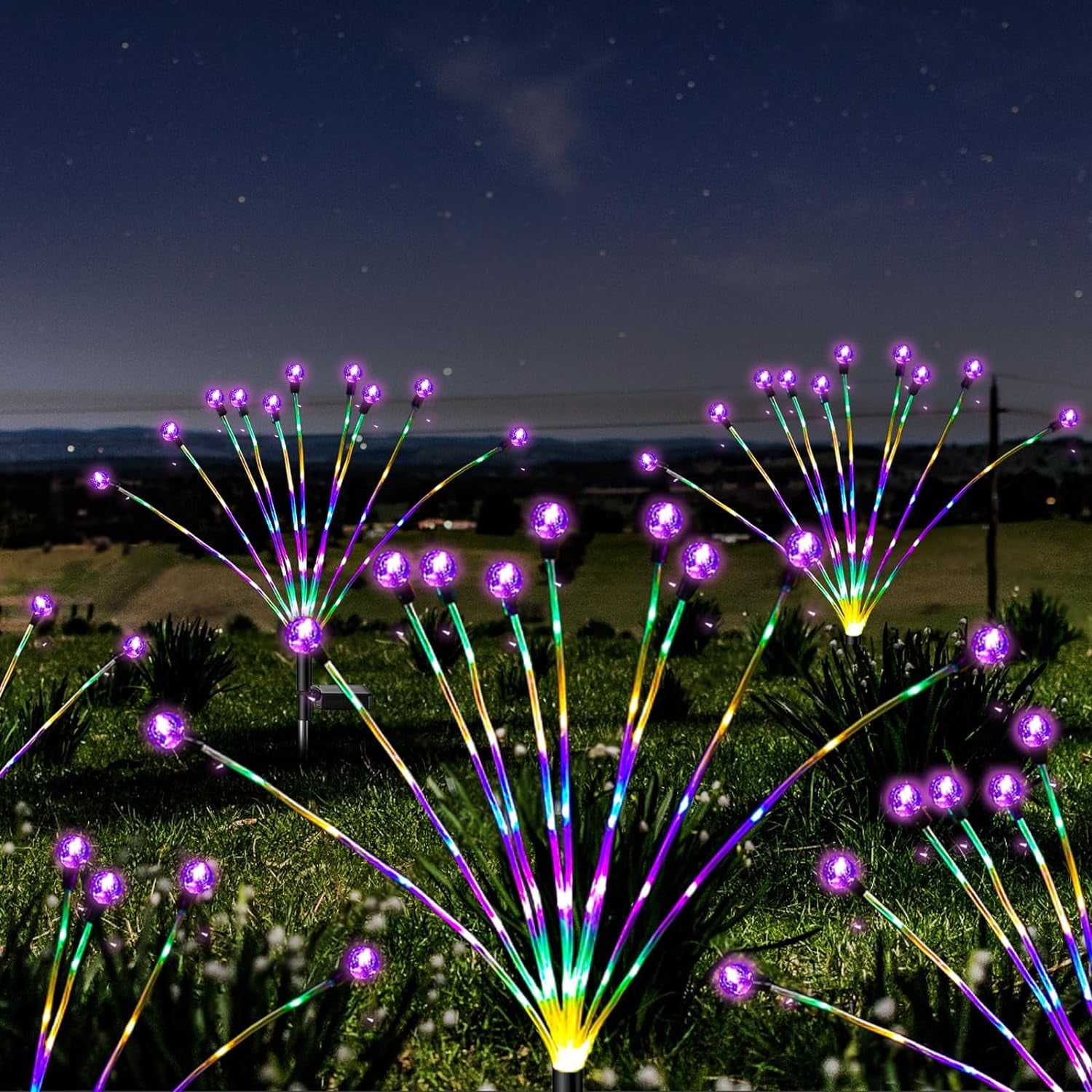 VEEKI Solar Lights Outdoor Garden, 2 Pack Multi-Color Solar Garden ...