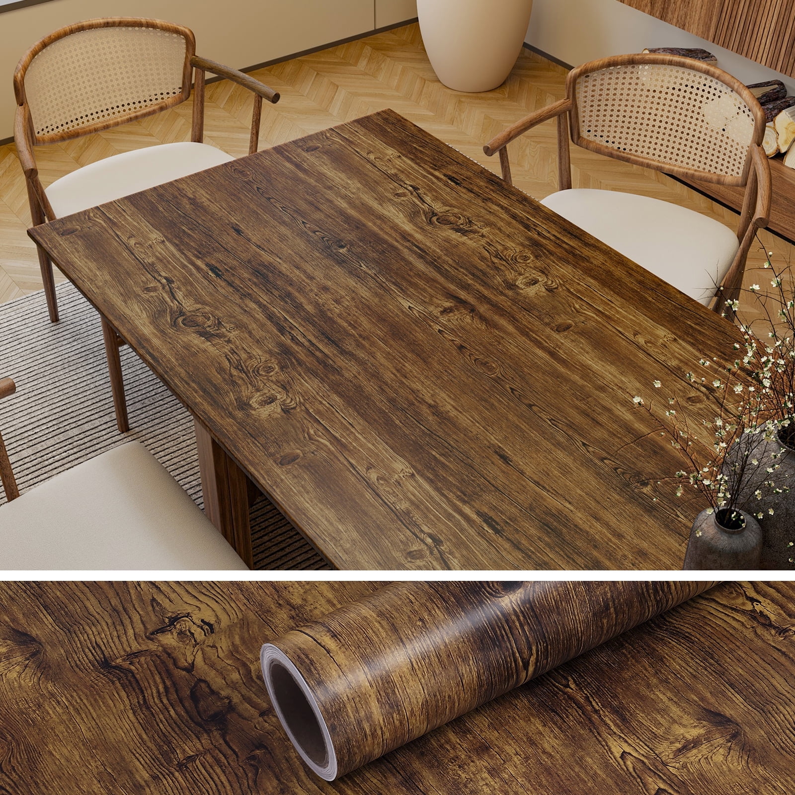VEELIKE Rustic Wood Contact Paper: 15.7''x118'' Waterproof, Self ...