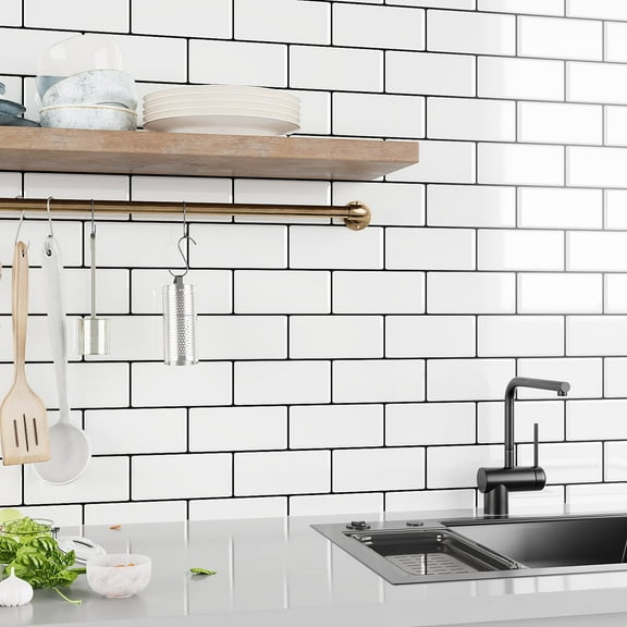 10-Sheet Subway Tile Peel and Stick Backsplash, Self Adhesive Vinyl ...