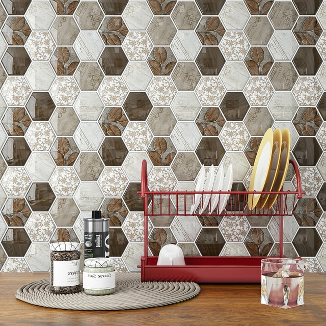 VEELIKE Boho Hexagon Peel and Stick Backsplash Tile Decals 6-Sheets ...