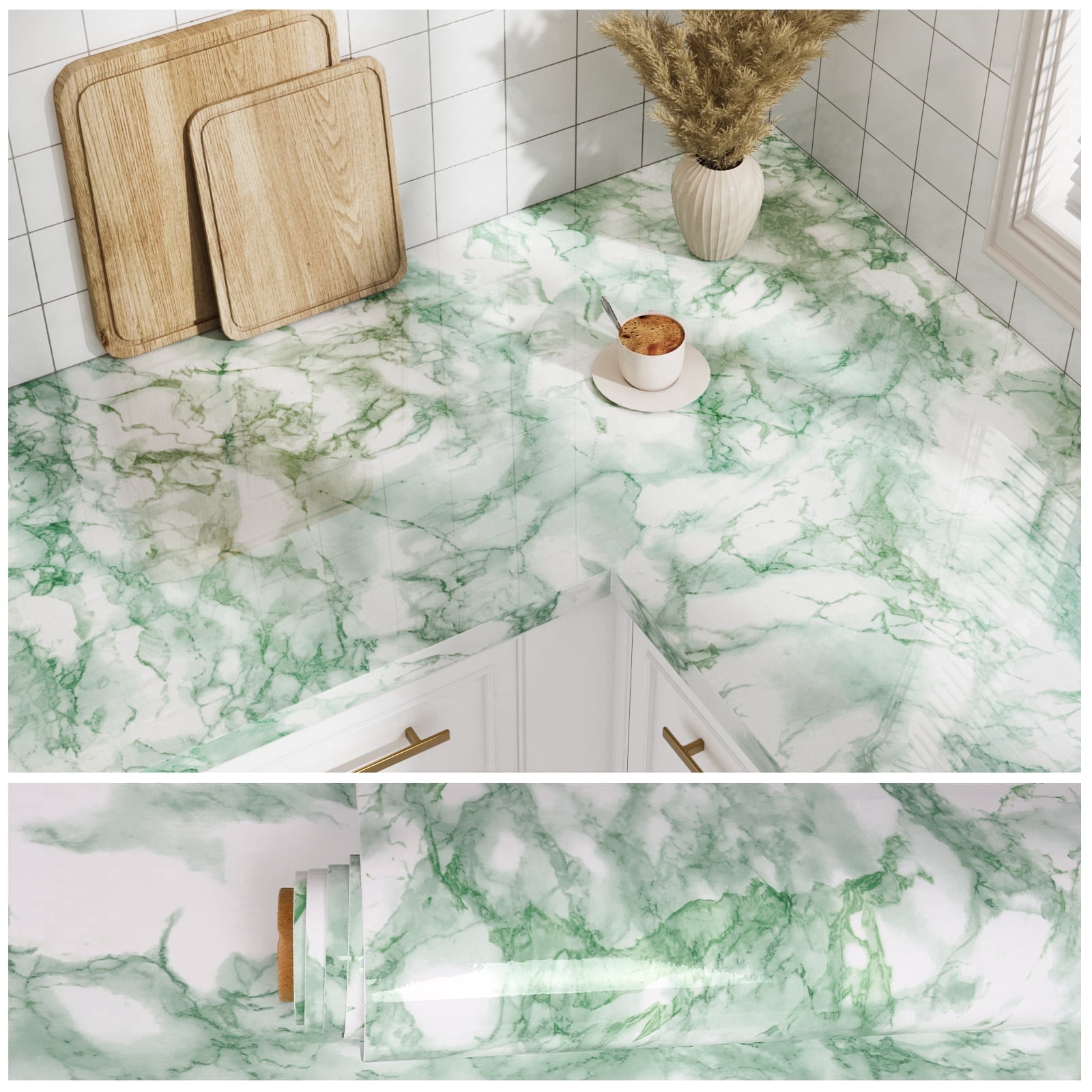 Green Marble Contact Paper