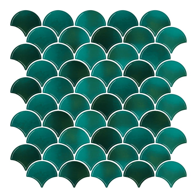 VEELIKE Green Fish Scale Peel and Stick Backsplash Tiles 12"x12 ...