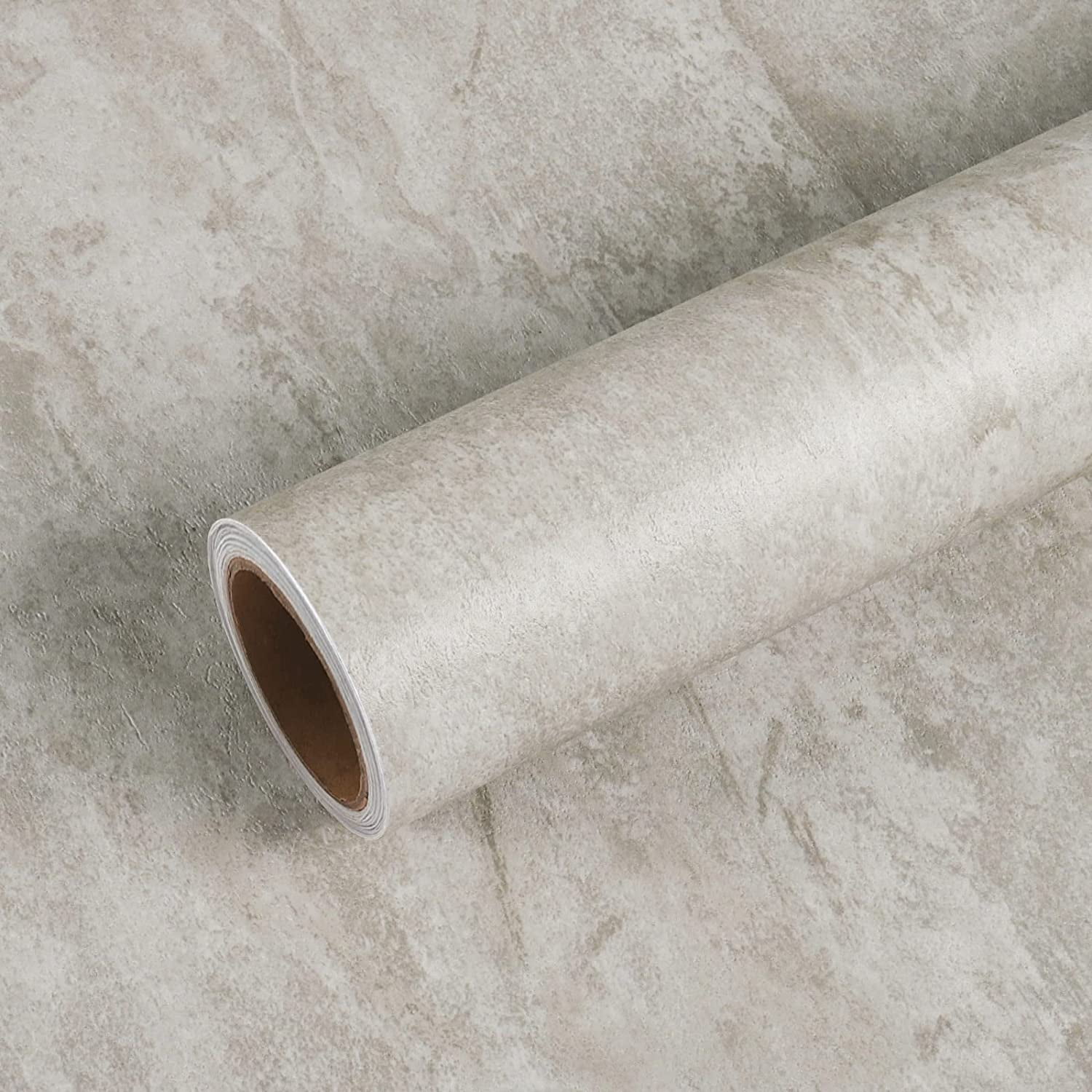 VEELIKE Light Gray Concrete Wallpaper, Self-Adhesive, Waterproof, 15.7 ...