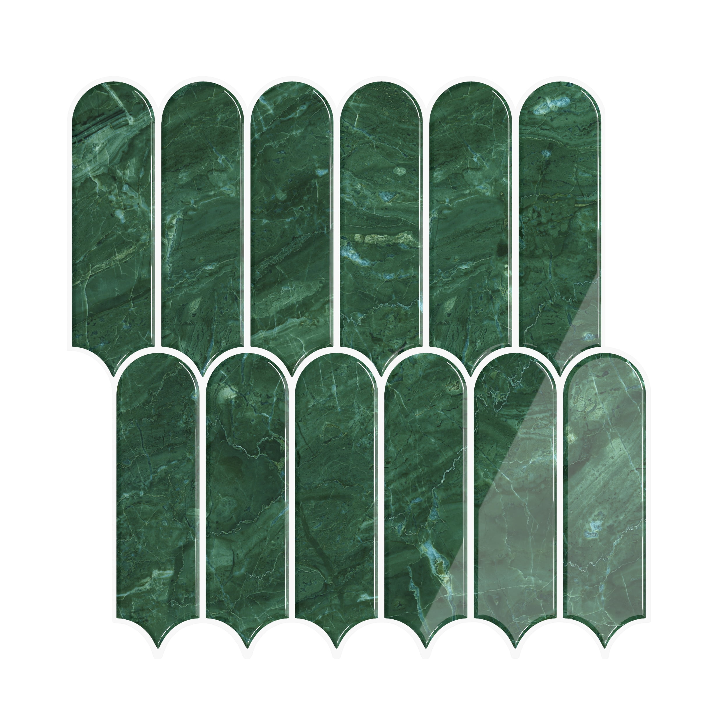 VEELIKE Long Fish Scale Peel and Stick Tile Backsplash Tile for Kitchen ...