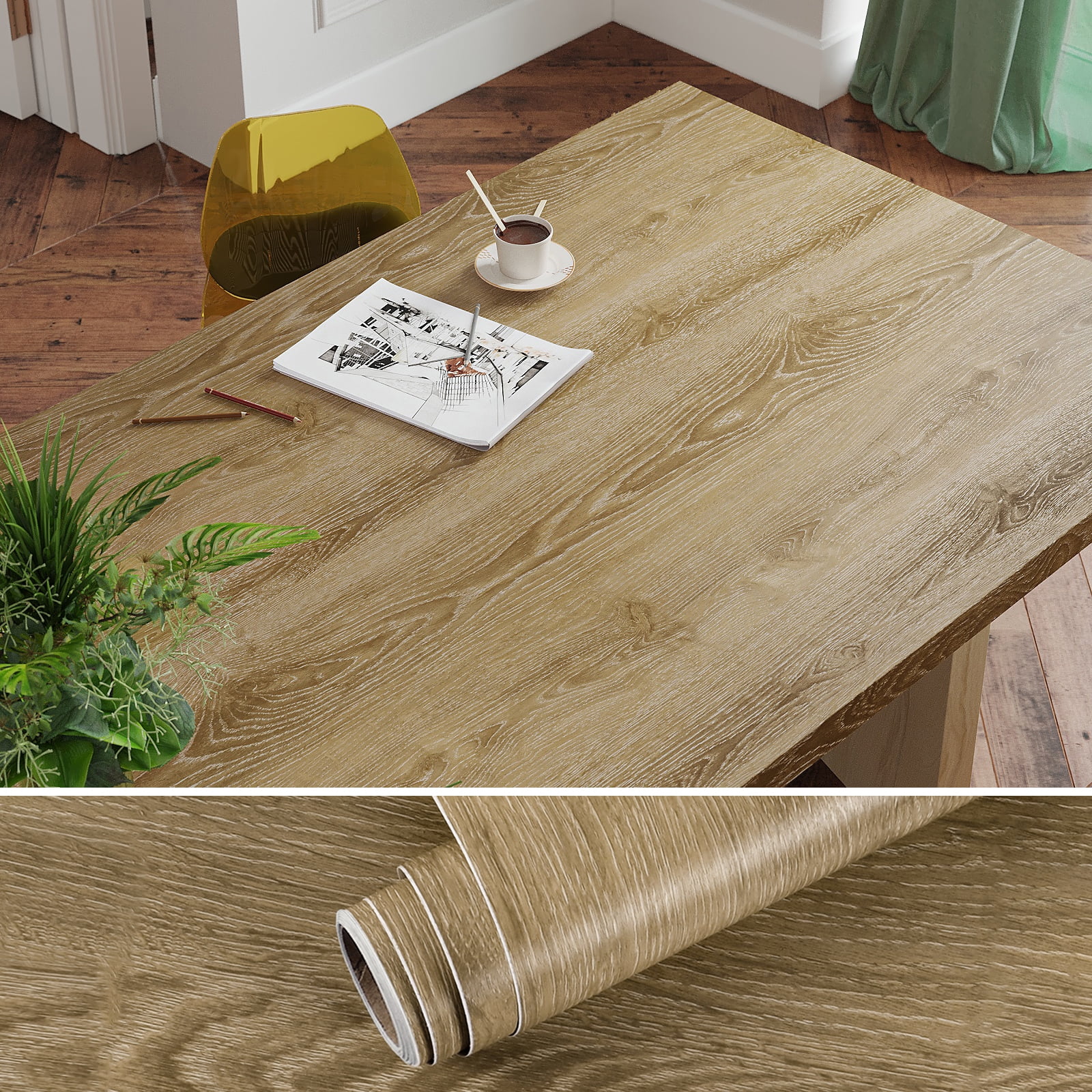 VEELIKE Peel and Stick Wallpaper Wood Grain Countertops Contact Paper ...