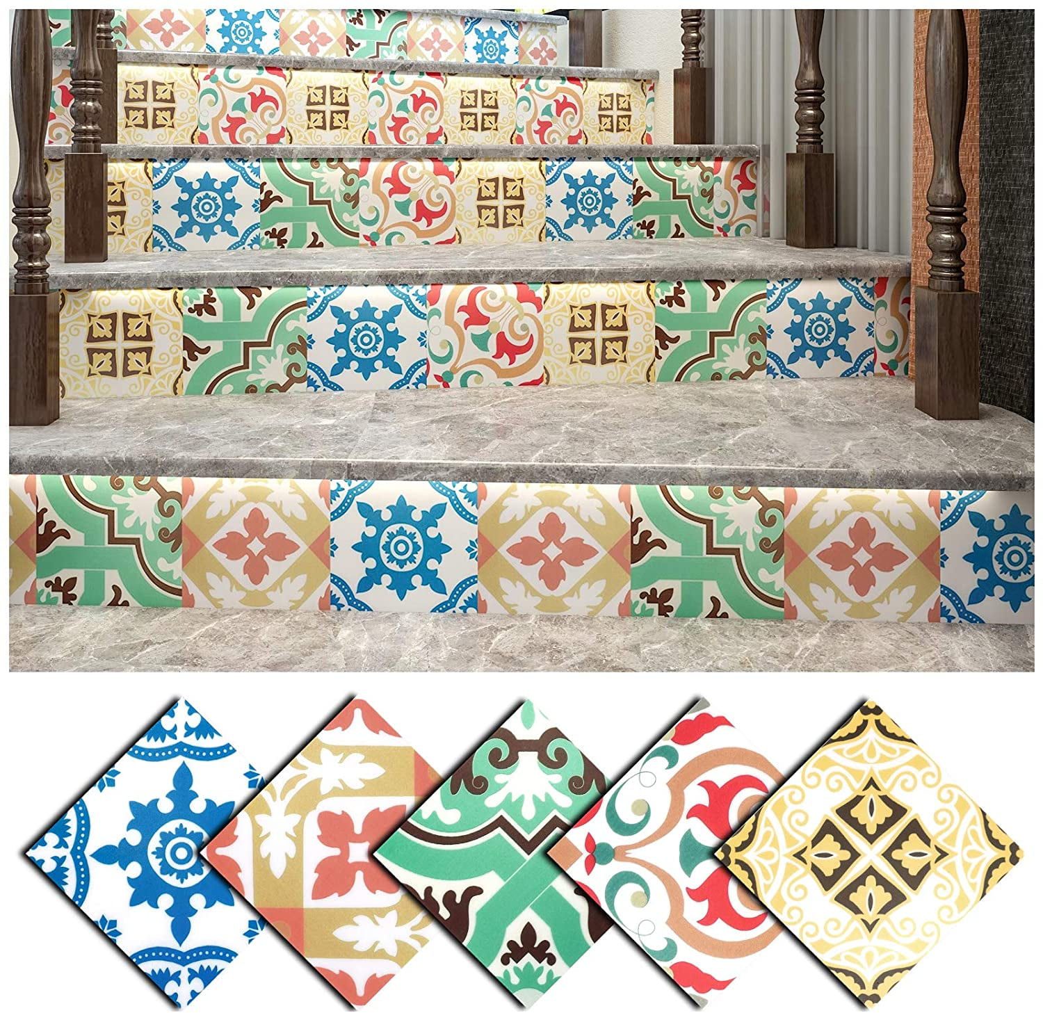 VEELIKE Decor Backsplash Faux Kitchen Shower, Self-Adhesive DIY Mexican ...