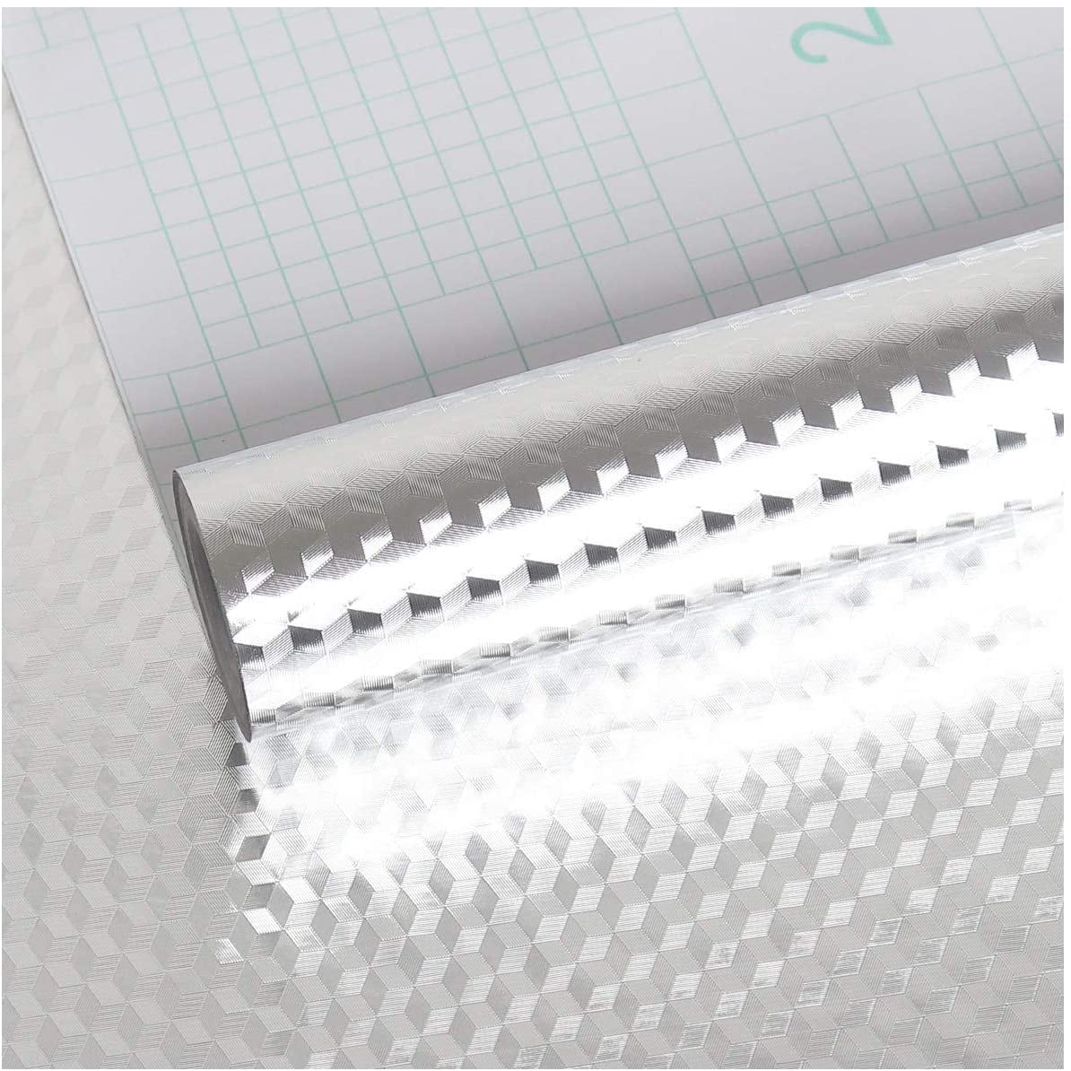 VEELIKE Self-Adhesive Silver Stainless Steel Contact Paper 15.74"x354 ...