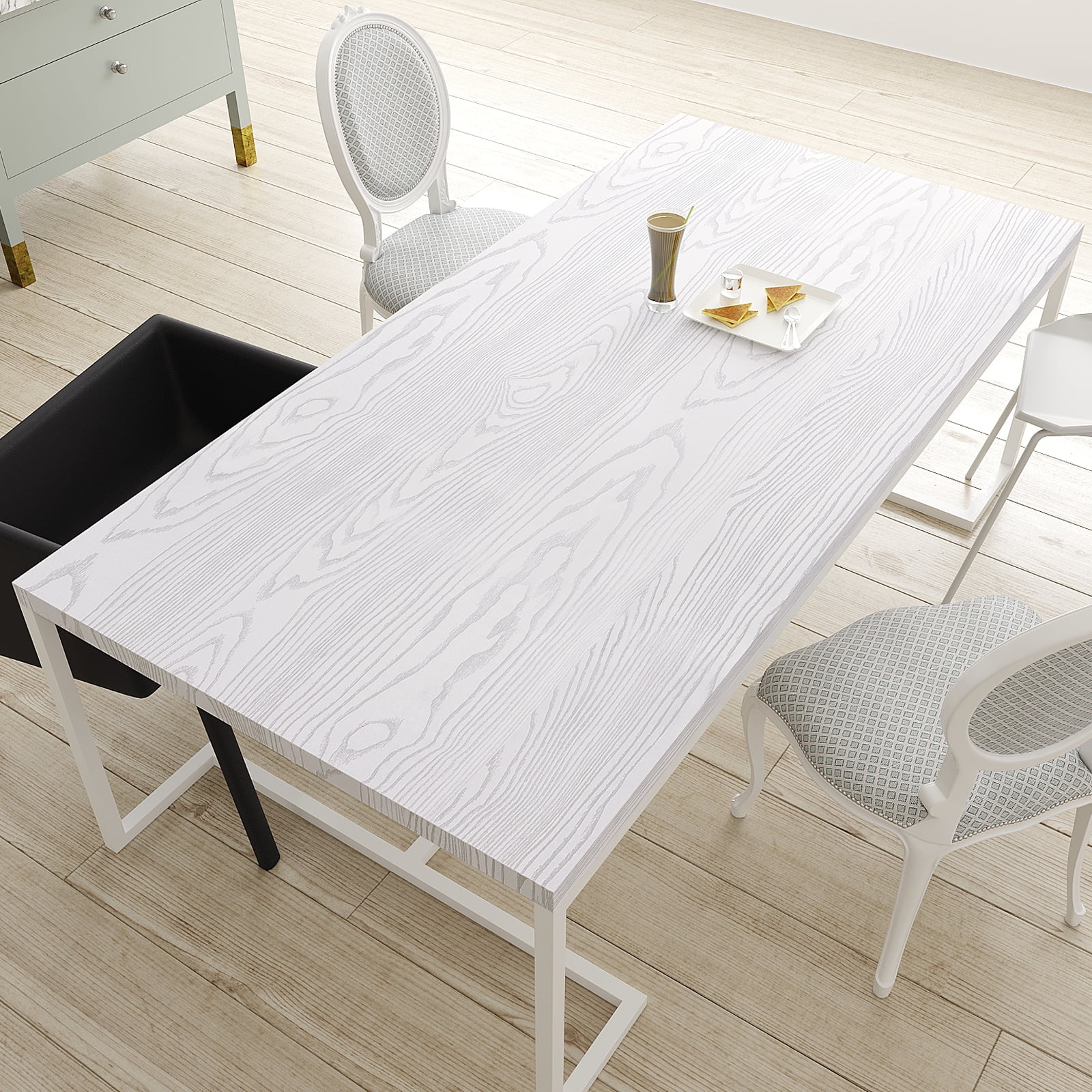 VEELIKE White Wood Grain Contact Paper 15.7''x354'', Peel & Stick ...