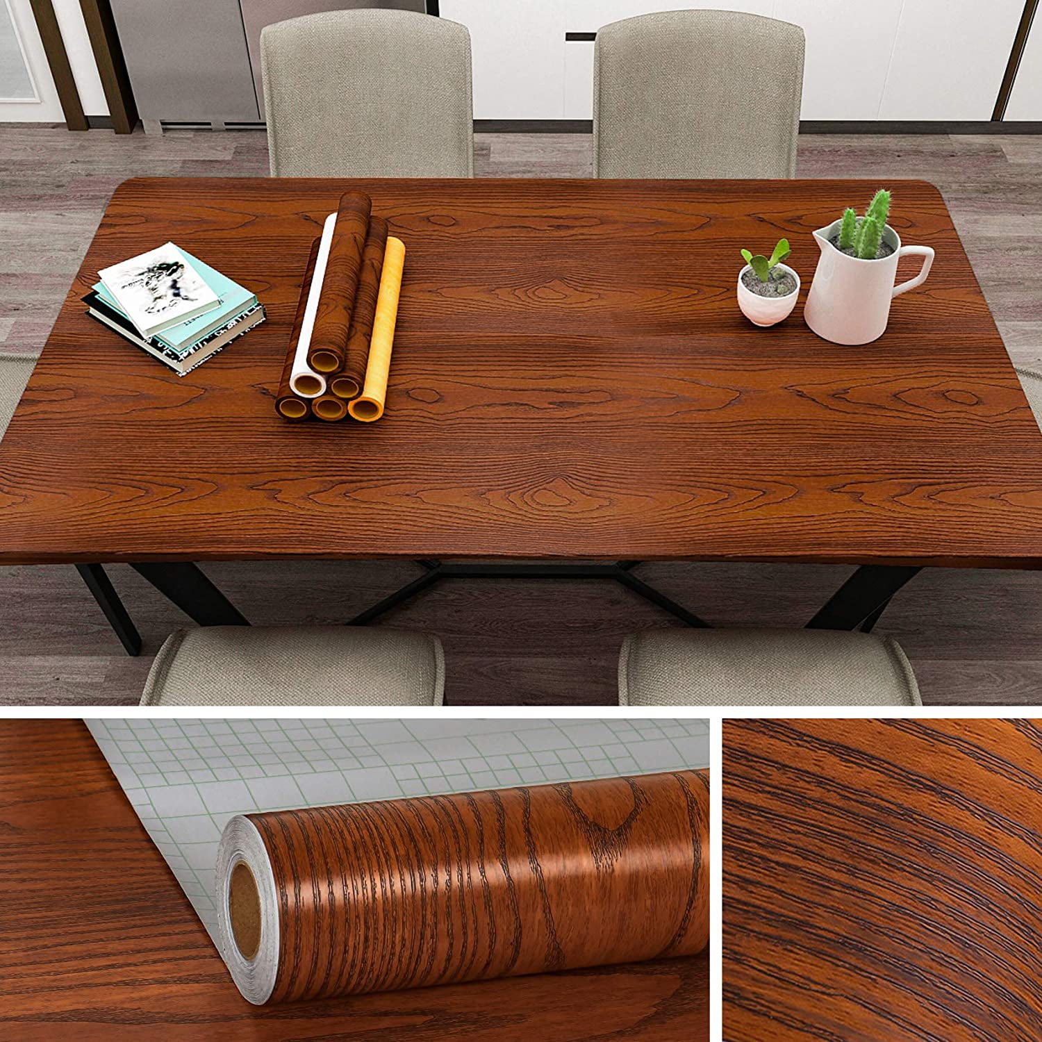 VEELIKE Wood Wallpaper 15.7''x354'' Self-Adhesive Removable Wood Peel ...