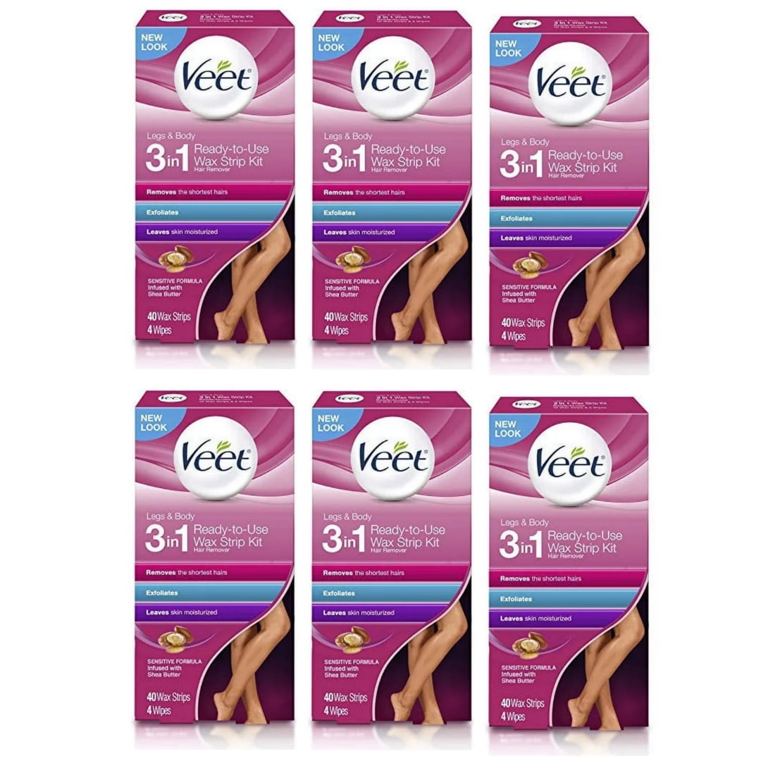 VEET Ready To Use Wax Strips Legs & Body 40 ea (Pack of 6) - Walmart.com