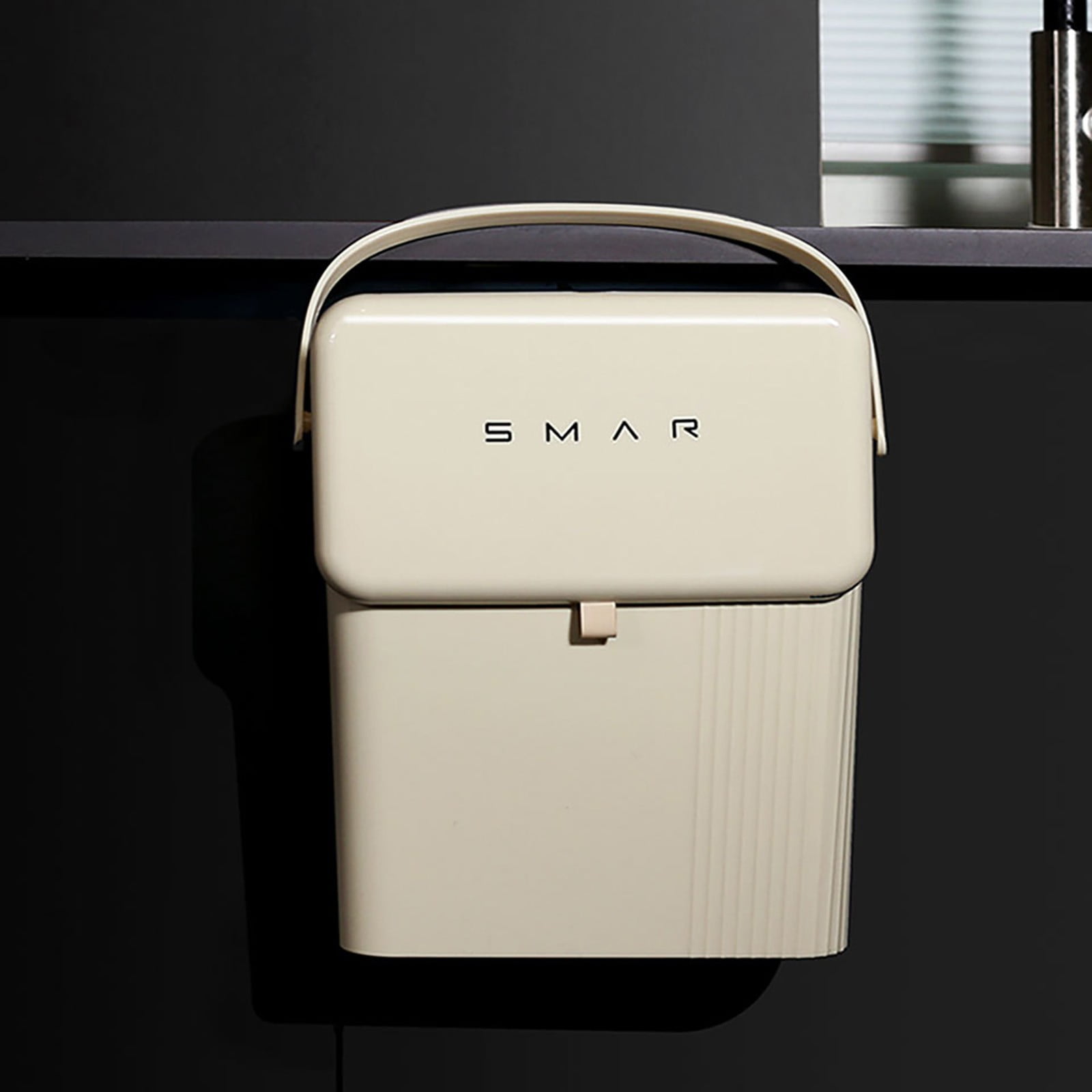 VEFSU 2.4 Gallon Kitchen Garbage Can, Wall Mount Trash Can Cabinet with Handle and Lid, 12.25× ...