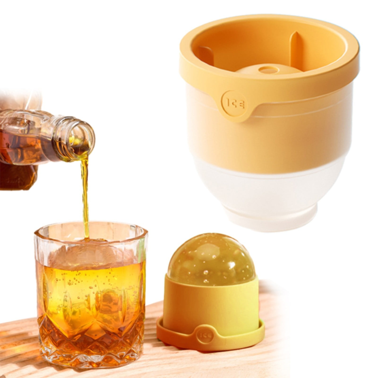 VEFSU 2.4-Inch Clear Ice Cube Maker – Large, Round Cubes for Cocktails ...