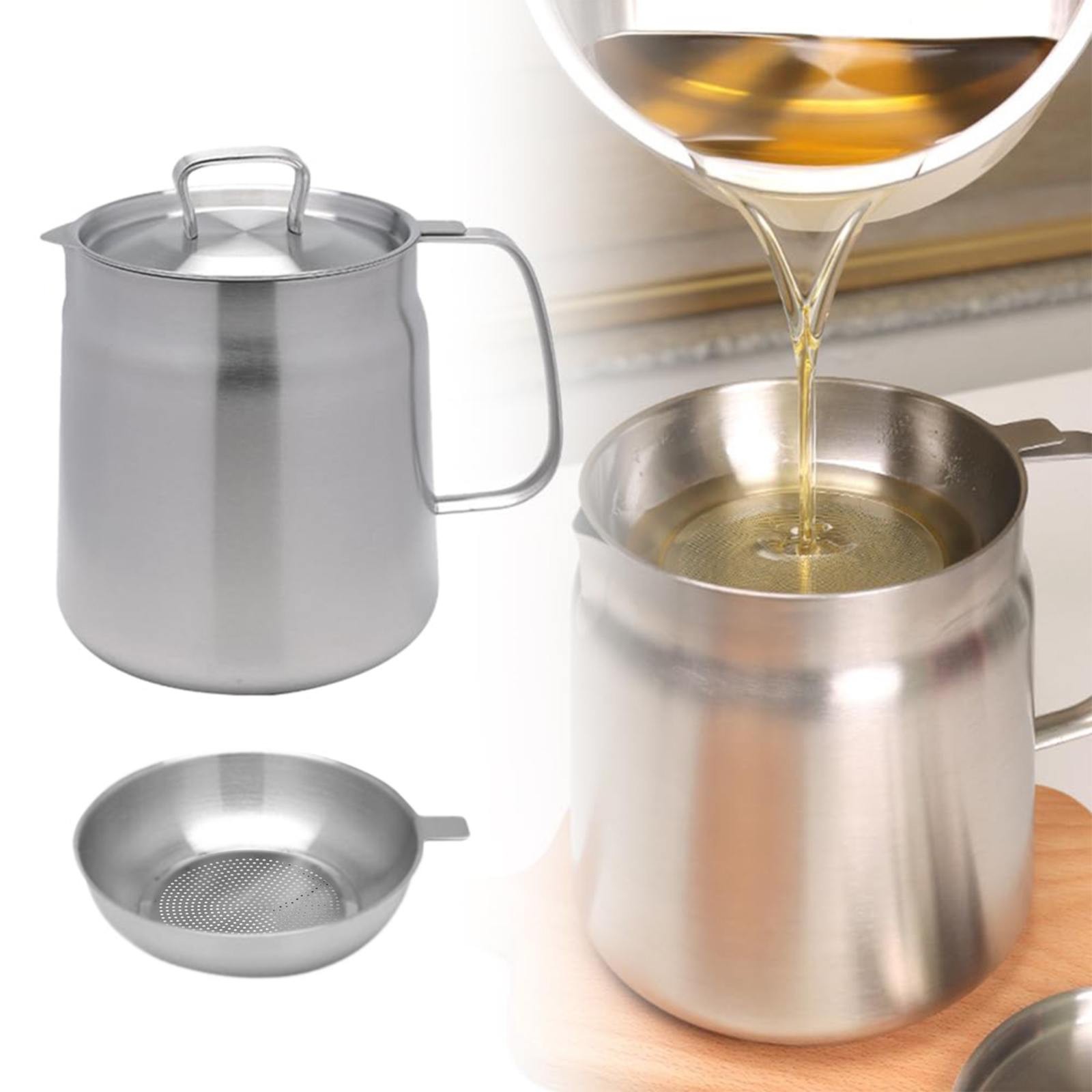 VEFSU 304 Stainless Steel Grease Container – 1.5/2L Oil Filter with ...