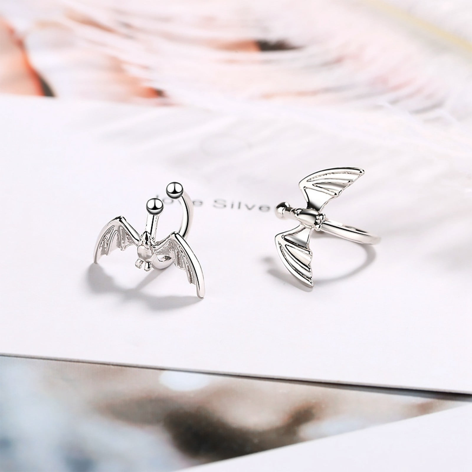 VEFSU Bat Ear Clip No Ear Hole Couple Earnail Earbone Clip Wing Cool ...