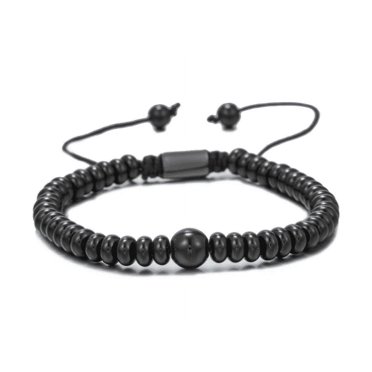 Big Bead True Black Tourmaline Yoga Root Bracelet Natural Gemstone ...