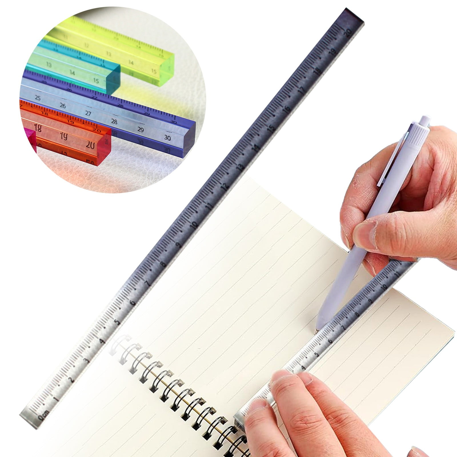 VEFSU Colorful 6 Inch Cube Acrylic Ruler, Transparent Gradient Rulers ...