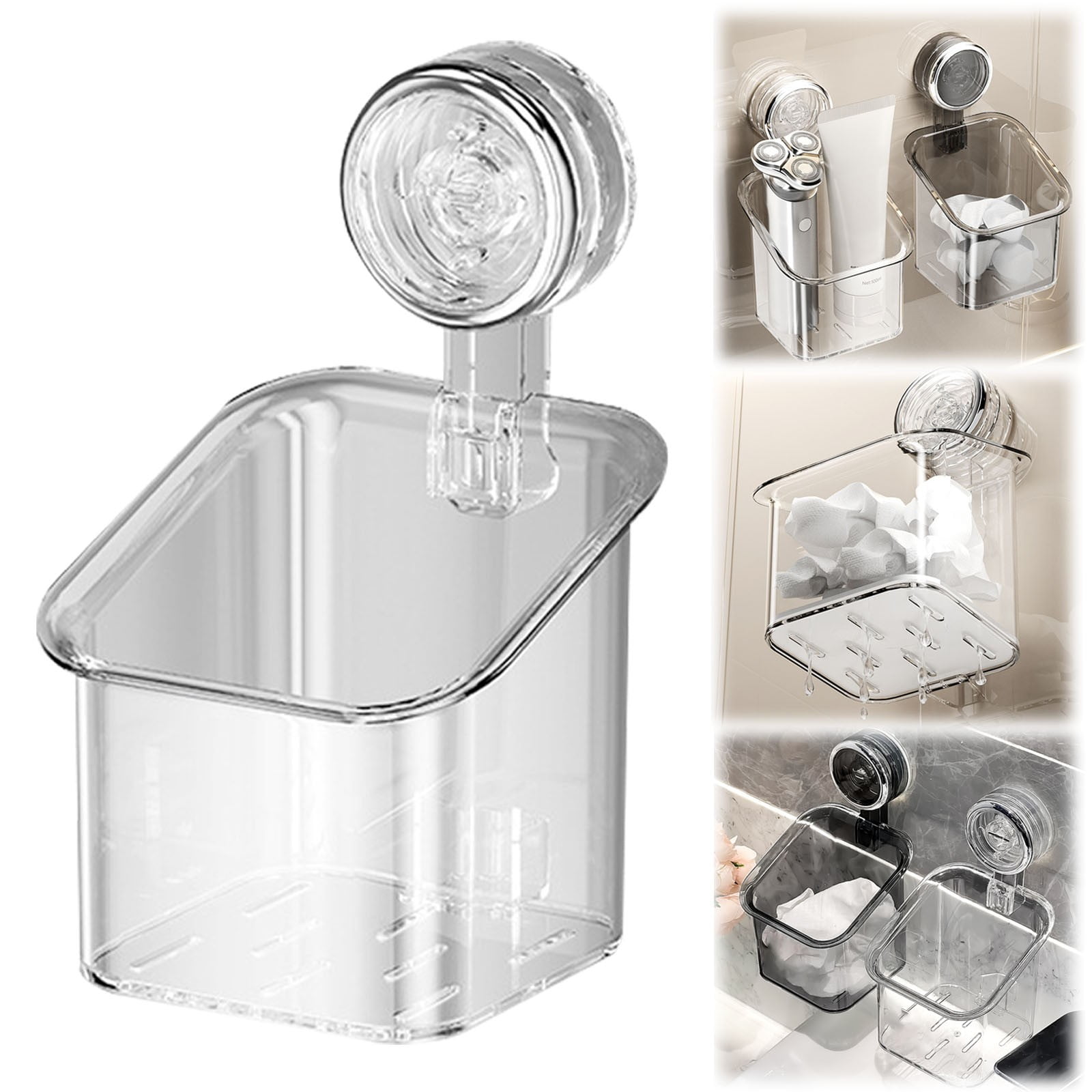 VEFSU Corner Shower Caddy Suction Cup, Shower Hanging Caddy with Draining Water Bottom ...