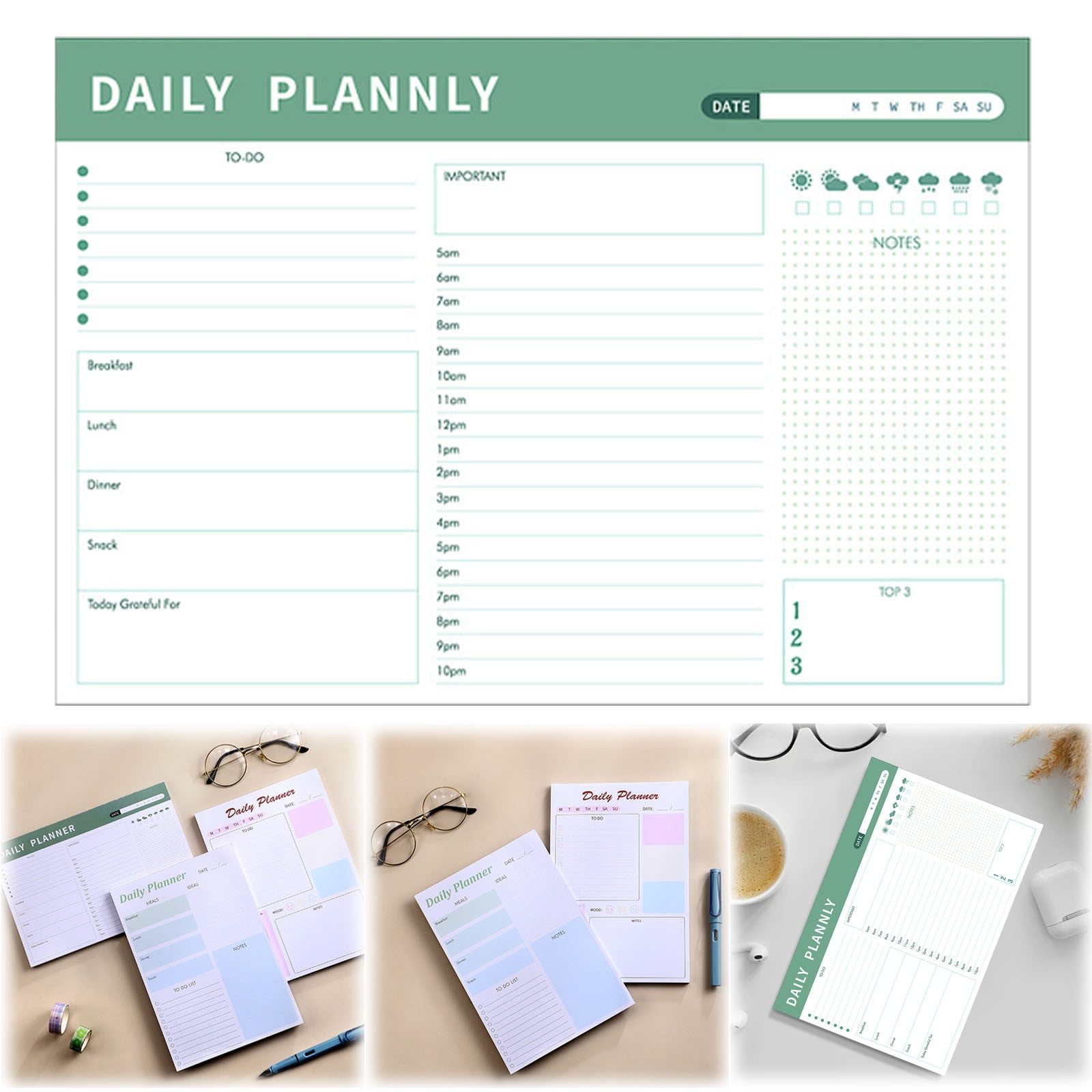 VEFSU Daily Planner Notepad, Daily Planner To Do List Notepad Classic ...