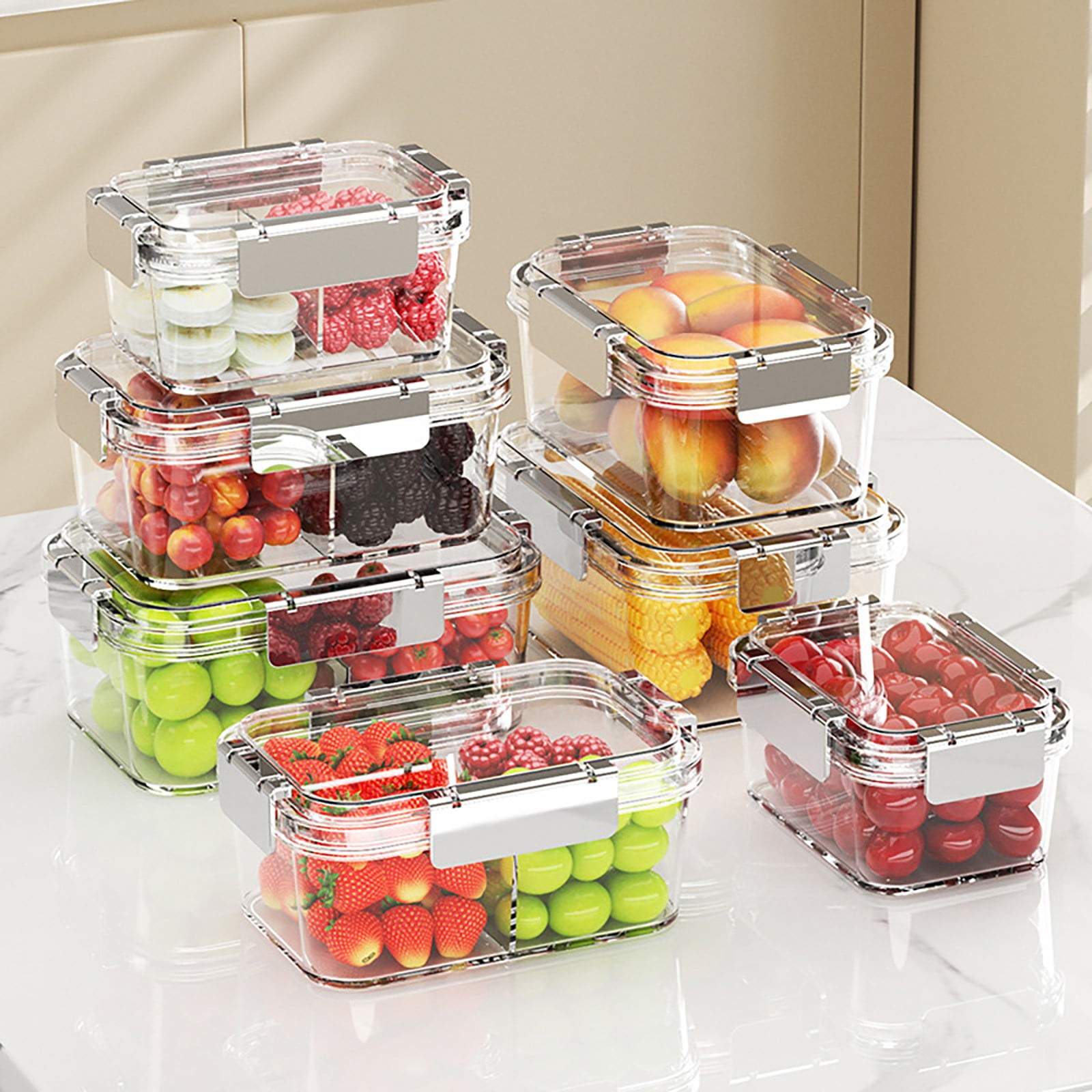 VEFSU Food Storage with Compartments, Clear Snackle Box Container ...