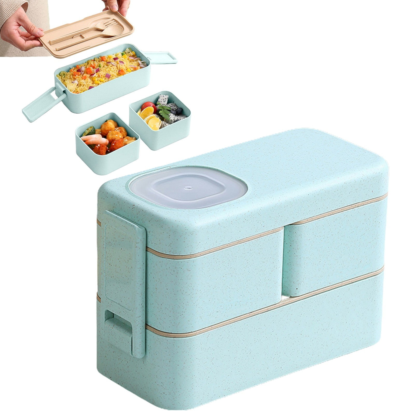 VEFSU Japanese Wheat Fiber Lunch Box – Stackable with Compartments ...