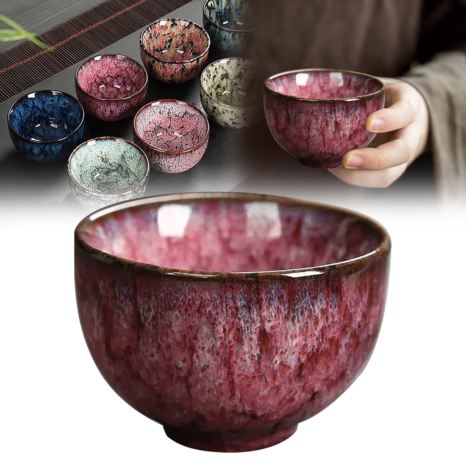 VEFSU Kiln-Transformed Tianmu Glaze Ceramic Tea Cup – Single Cup Tea ...