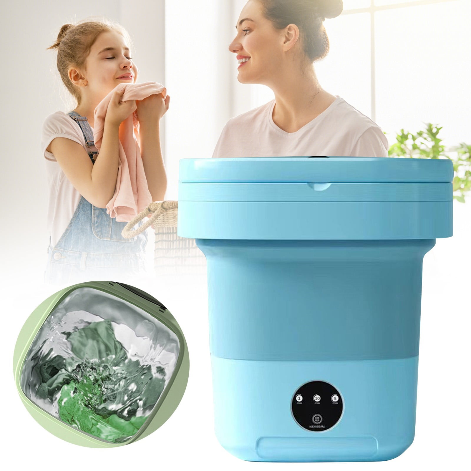 VEFSU Mini Washing Machine, 8L Upgraded Tiny Foldable Washer, Portable ...