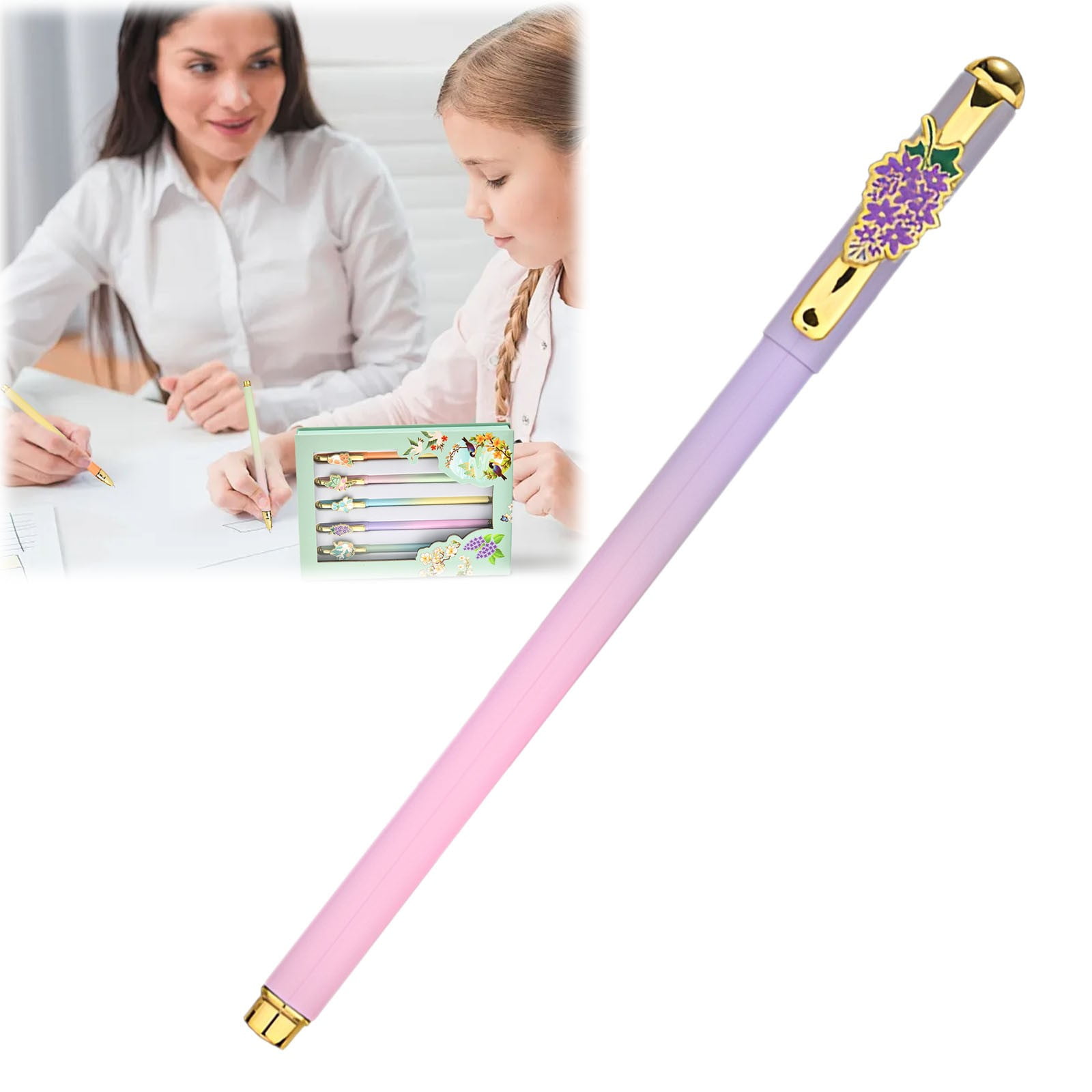 VEFSU Museum Stationery Flower God Pen, 5.8in Cute Gel Pens with Lid ...