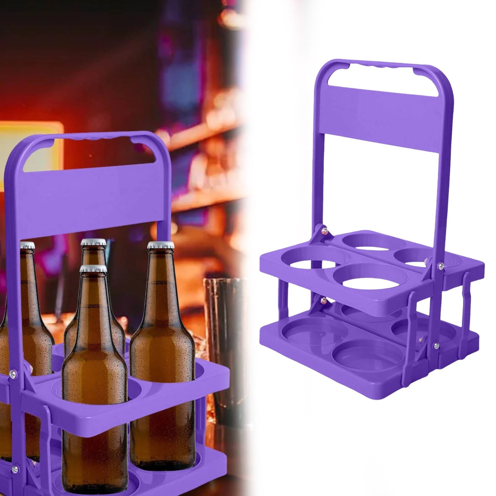 VEFSU Portable Drink Caddy – 4-Hole Cup Holder with Handle, Perfect for ...