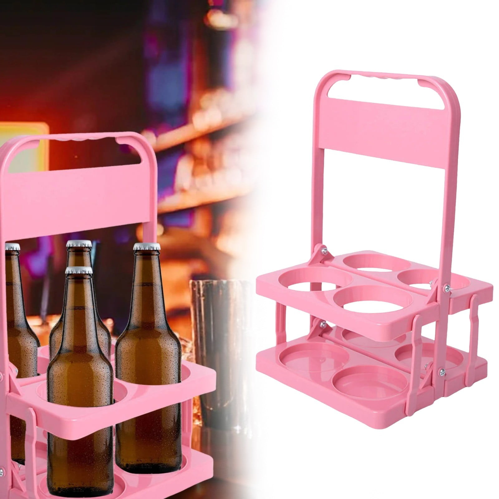 VEFSU Portable Drink Caddy – 4-Hole Cup Holder with Handle, Perfect for ...