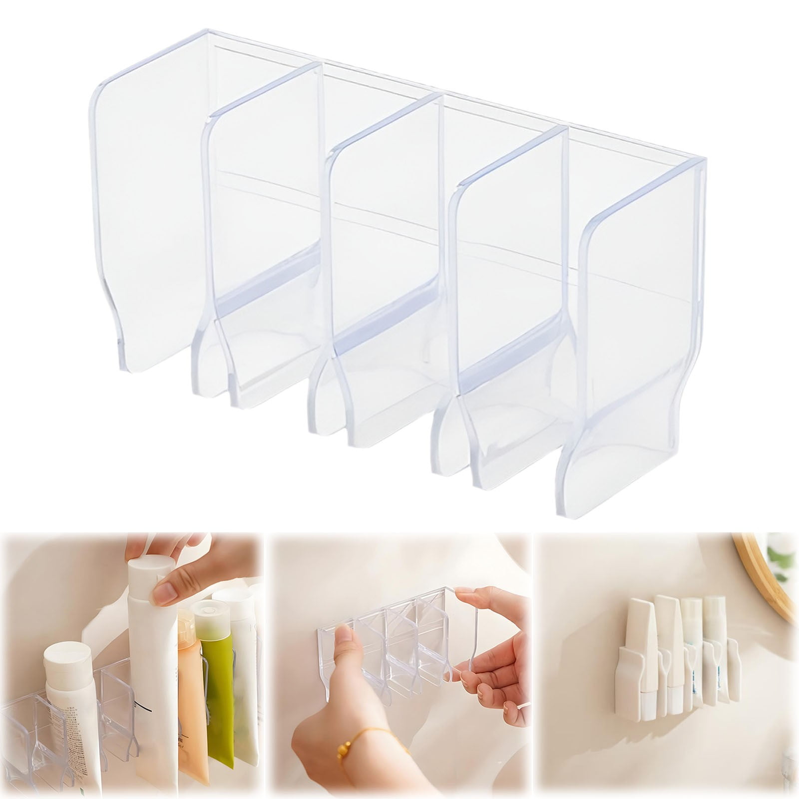 VEFSU Punch Storage Rack, 4 Compartments Wall Mount Bathroom Toiletries ...